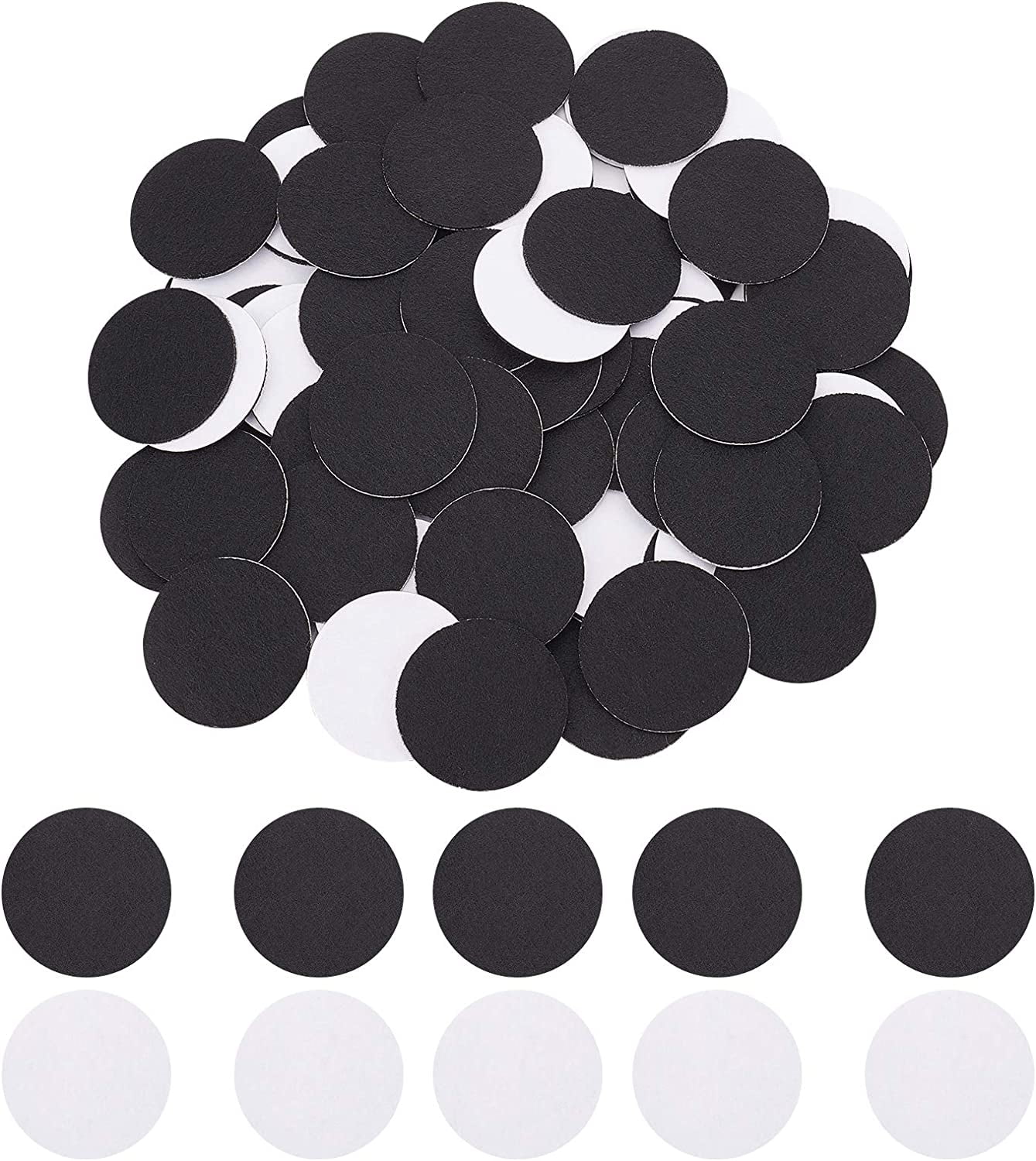 80pcs Black Adhesive Felt Circles Self-Adhesive Felt Sticker for DIY ...