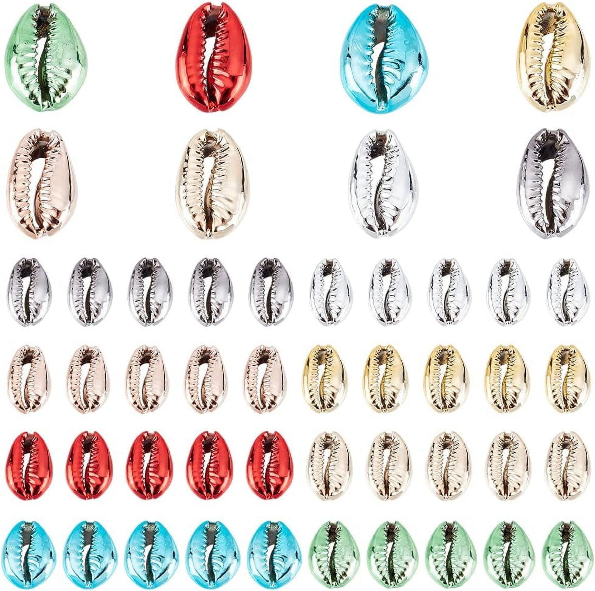 80pcs Electroplated Shell Beads 8 Colors Cowrie Seashells Spiral Shell ...