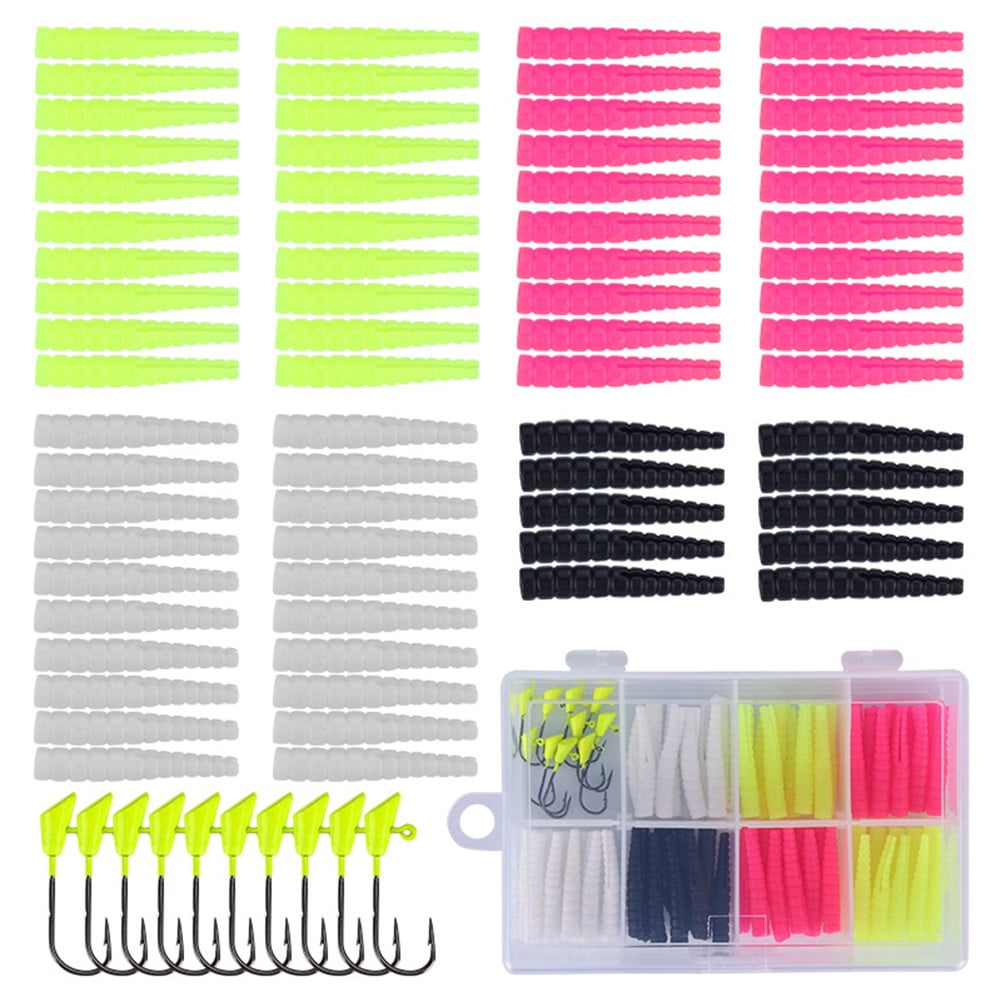80pcs Fishing Lures Set Soft Artificial Baits Includes Split Tail Grub ...