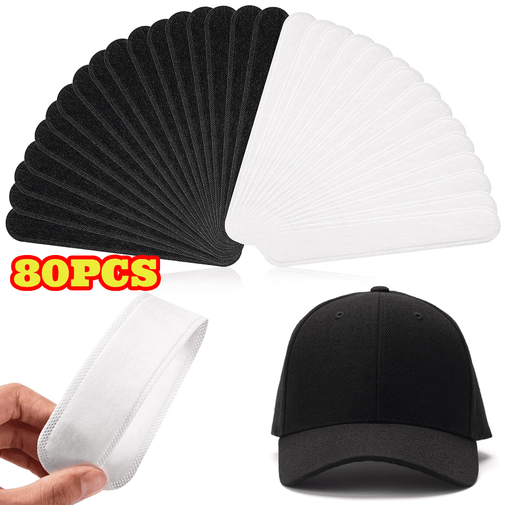 80pcs Hat Sweat Liner for Cap, Absorbent Shields Pad Strips, No Sweat ...