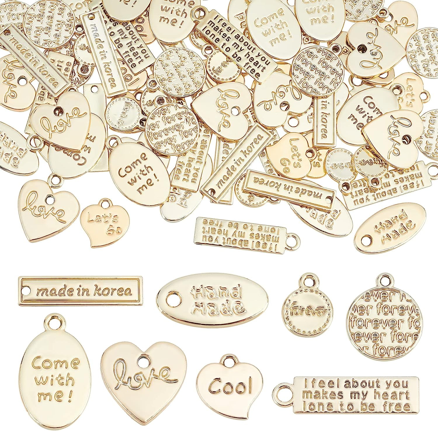 80pcs Inspirational Charms Pendants Alloy Word Charms Pendants Keychain ...