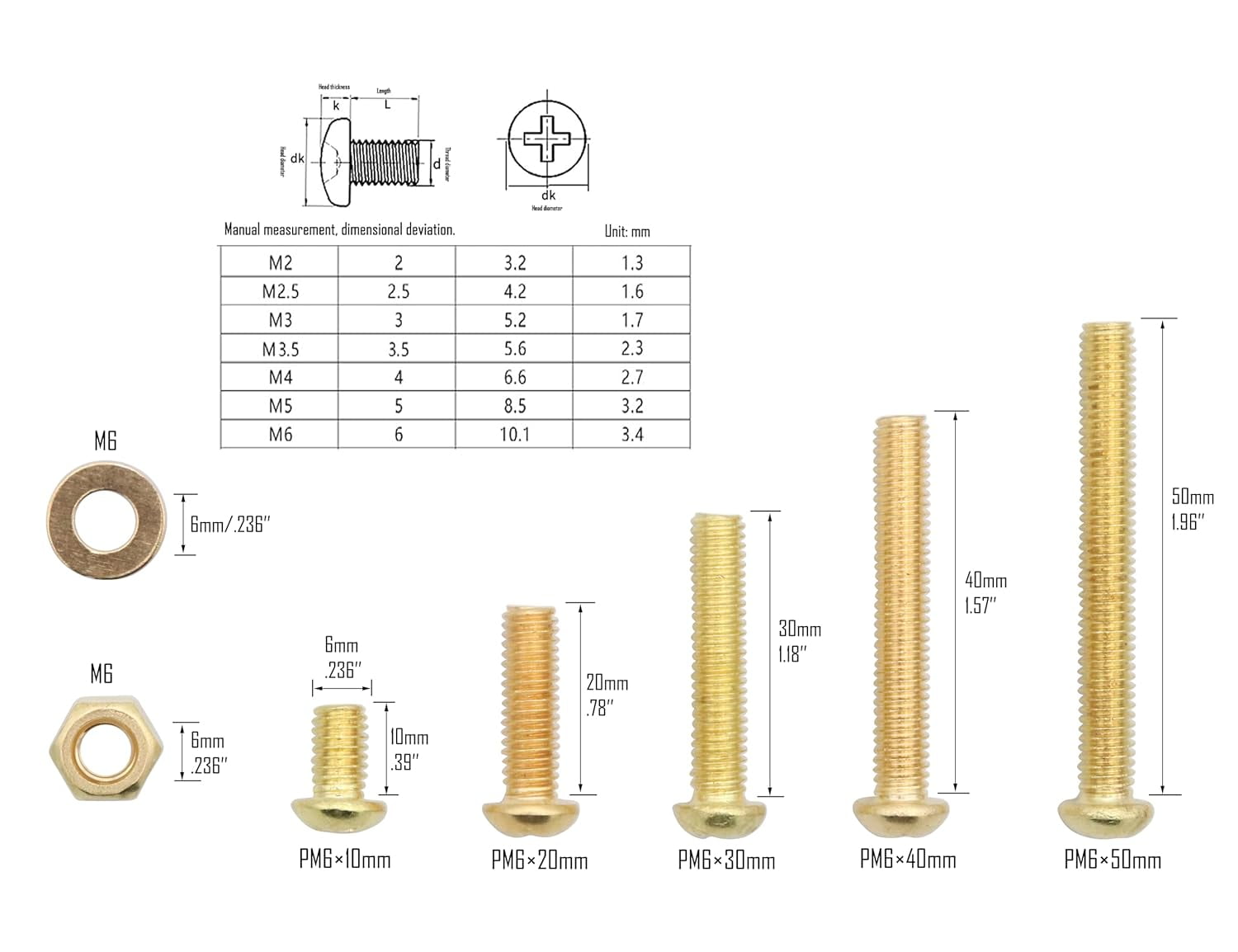 80pcs Machine Screws Assortment Kit, M6 Phillips Pan Head Bolts, 5 ...