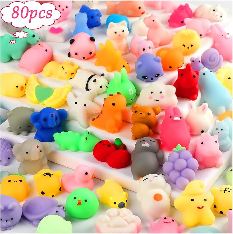 80pcs Mochi Squishy Toys, Mini Kawaii Squishy Fidget Toys Bundles ...