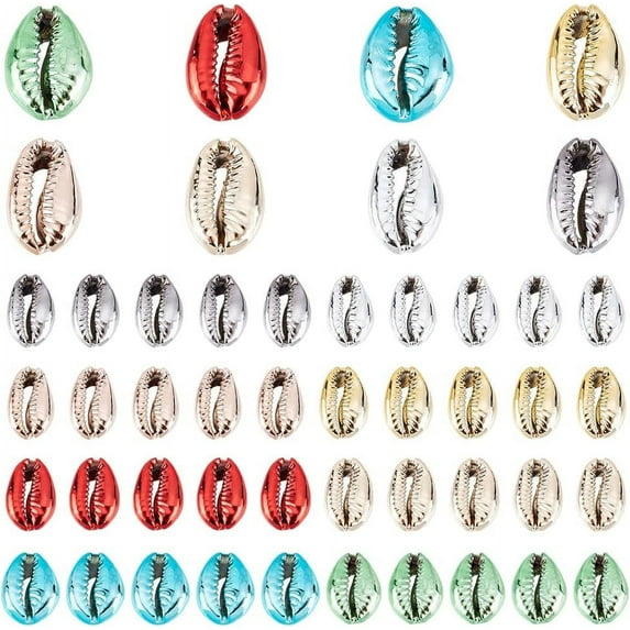 80pcs Multicolor Electroplated Cowrie Shell Spiral Beads - Walmart.com