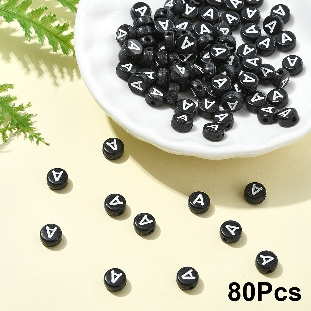 80pcs Opaque Acrylic Horizontal Hole Beads with Enamel Flat Round ...