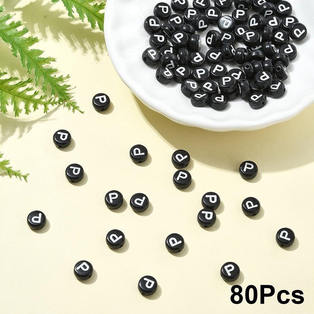 80pcs Opaque Acrylic Horizontal Hole Beads with Enamel Flat Round ...