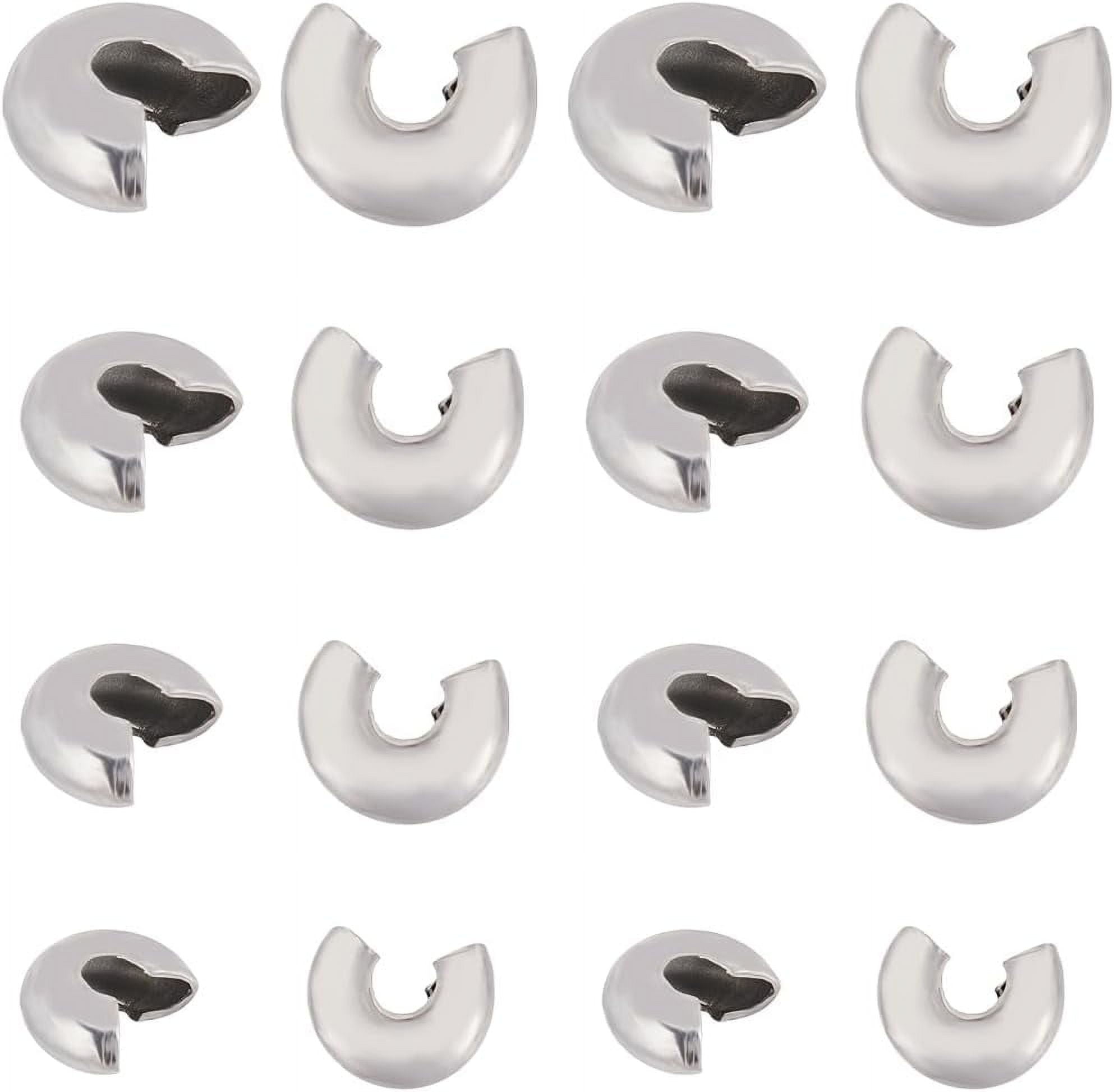 80pcs PVD Vacuum Plating 304 Stainless Steel Crimp Beads Covers Golden ...