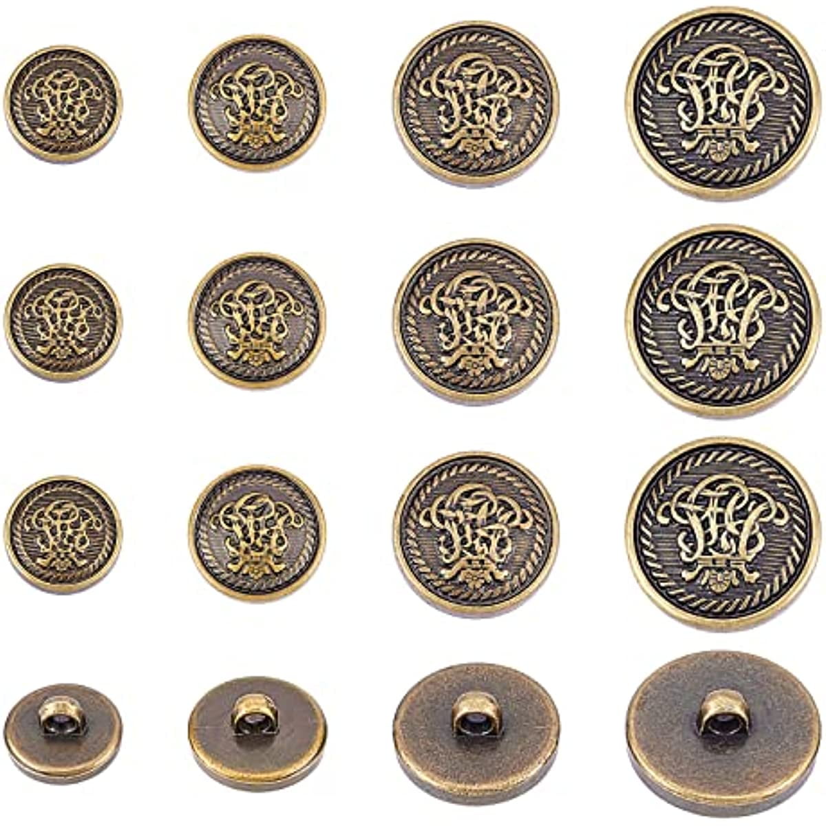 80pcs Plastic Blazer Buttons Crown Crest Flat Shank Buttons 15mm 18mm ...