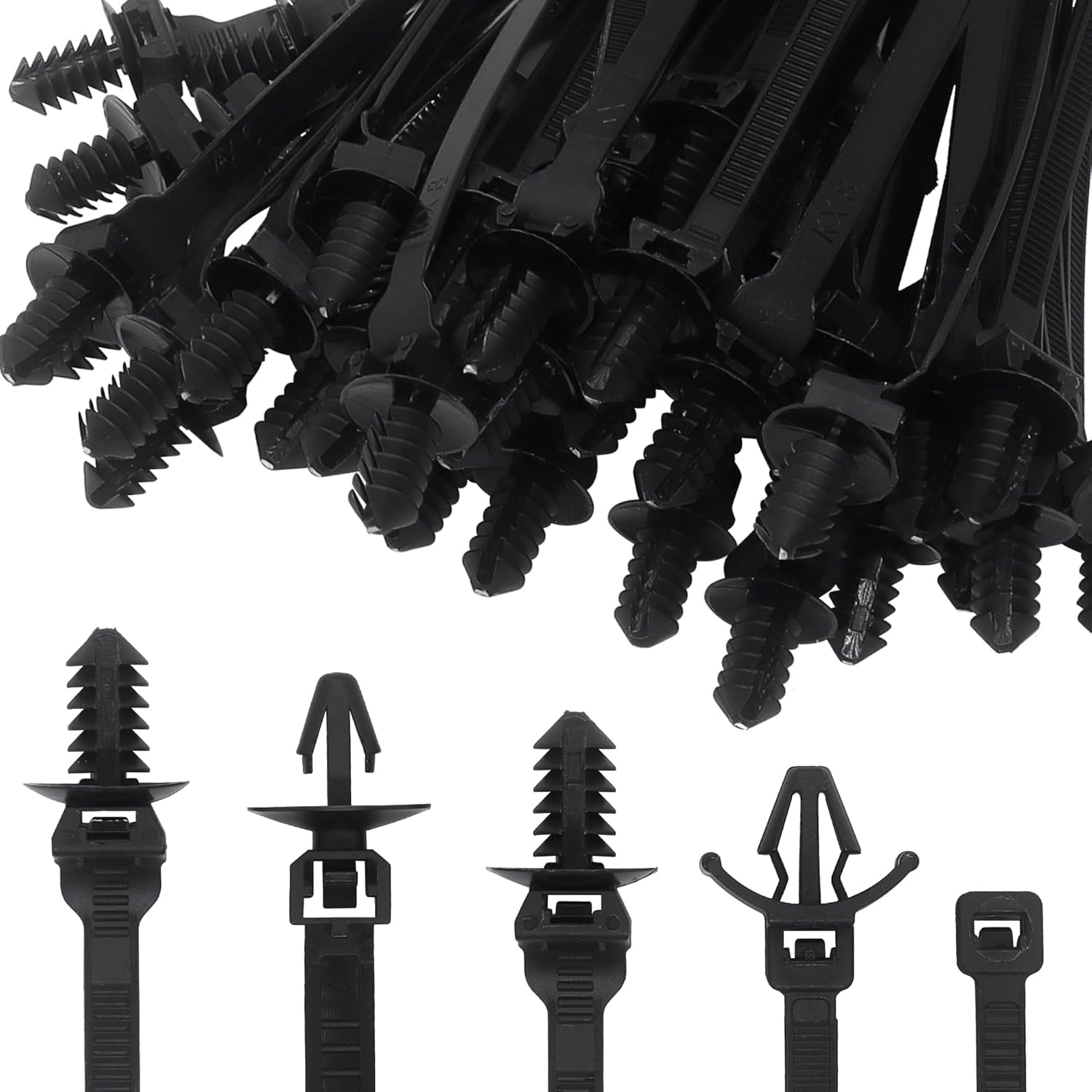 80pcs Push Mount Wire Ties, Snap in Zip Tie Automotive Clips Nylon Wire ...
