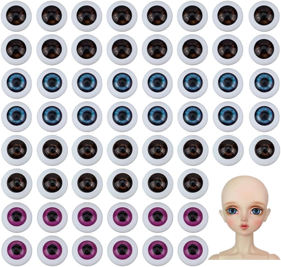 80pcs Realistic Eyes 10mm Half Round Eyeballs 4 Colors Craft Eye ...