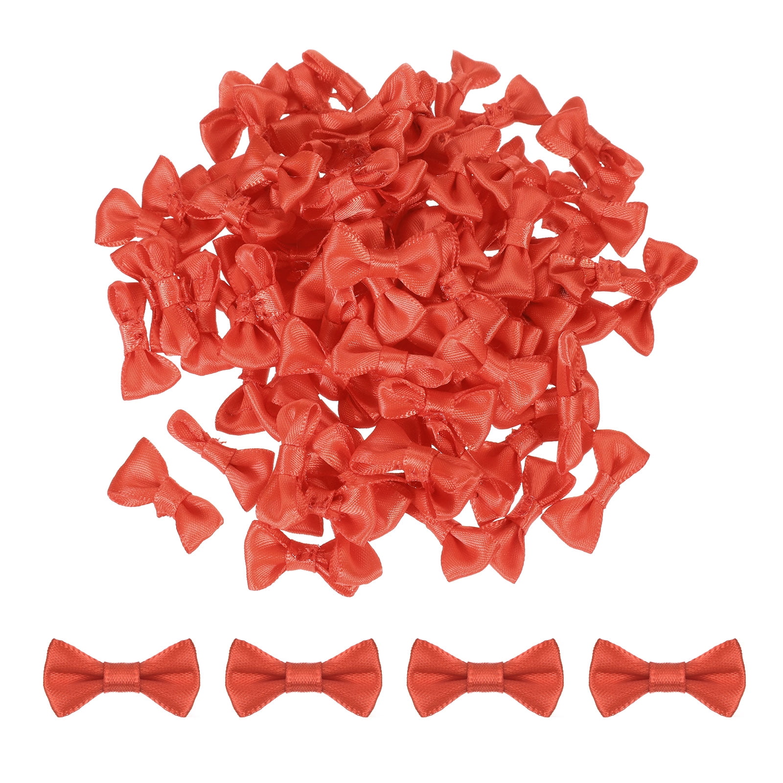 80pcs Red Bow Ties 1.2"x0.6" Mini Bowknot for Crafting Satin Bows Bulk ...