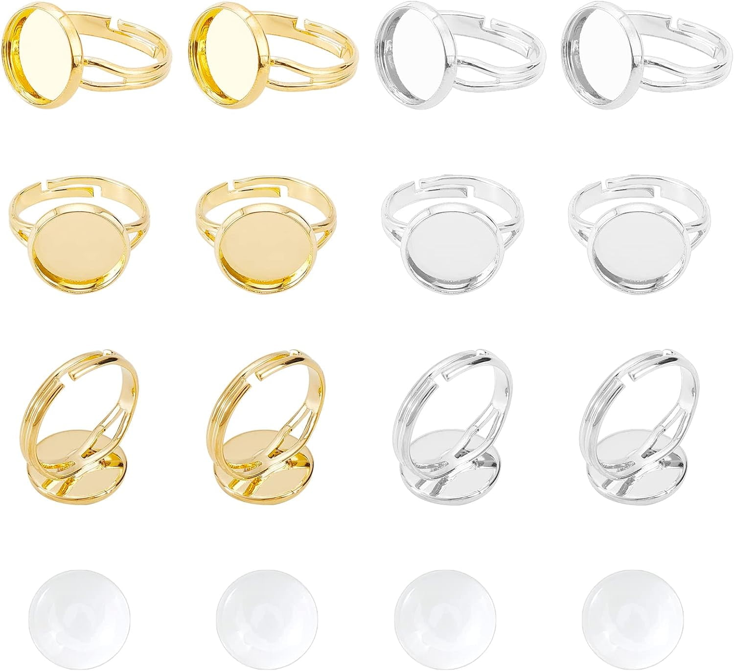 80pcs Ring Making Kit 40pcs Adjustable Ring Bases 2 Colors Flat 12mm ...