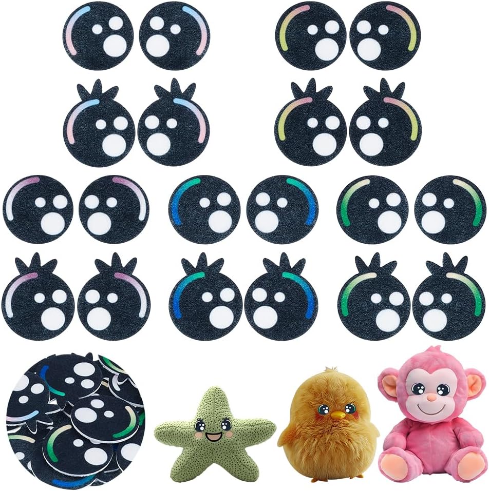 80pcs Round Felt Eyes 39mm Craft Safety Eyes with Lashes 5 Colors Craft ...