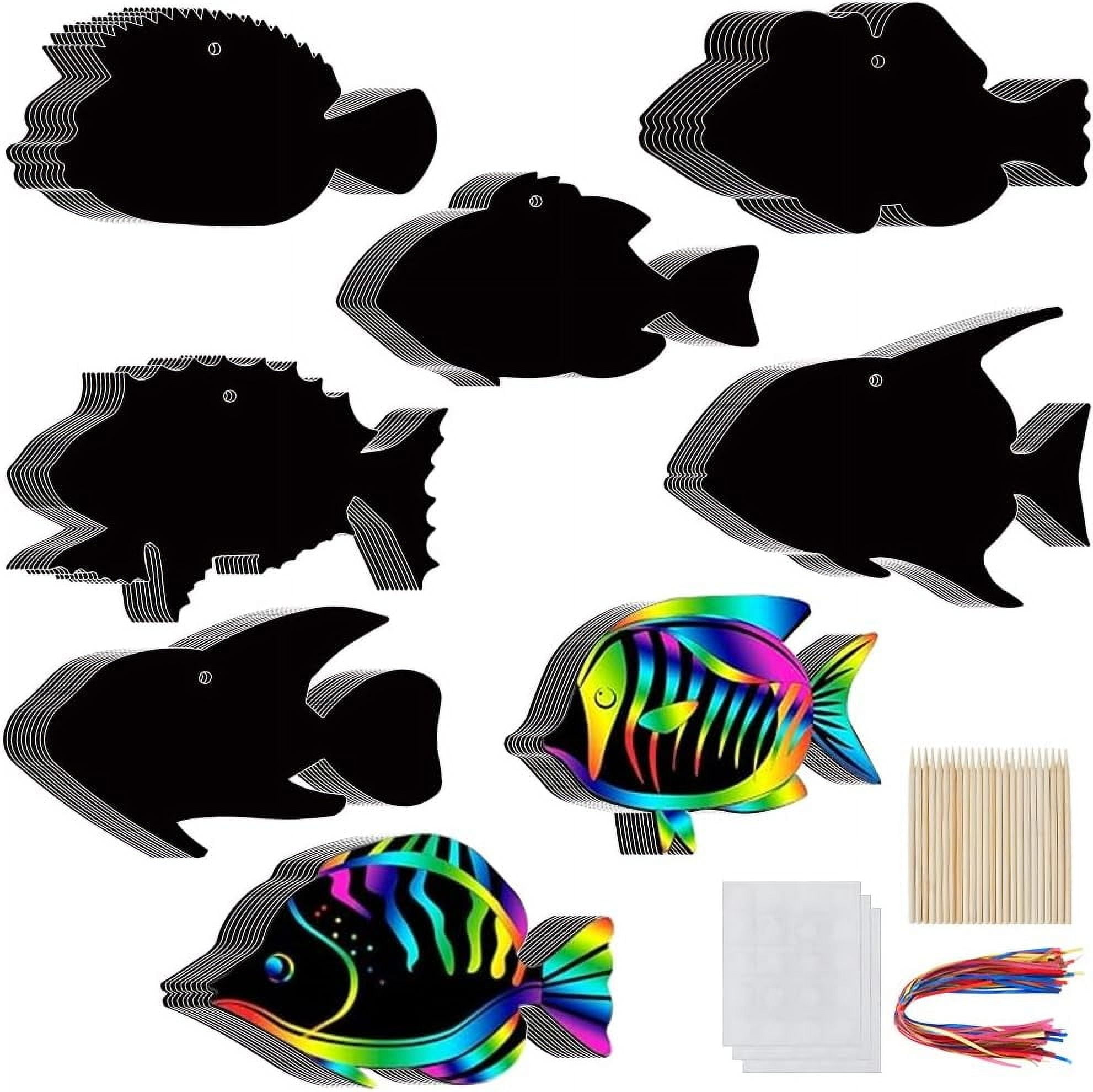 80pcs Sea Animals Scratch Paper Tropical Fish Ocean Whales Rainbow ...