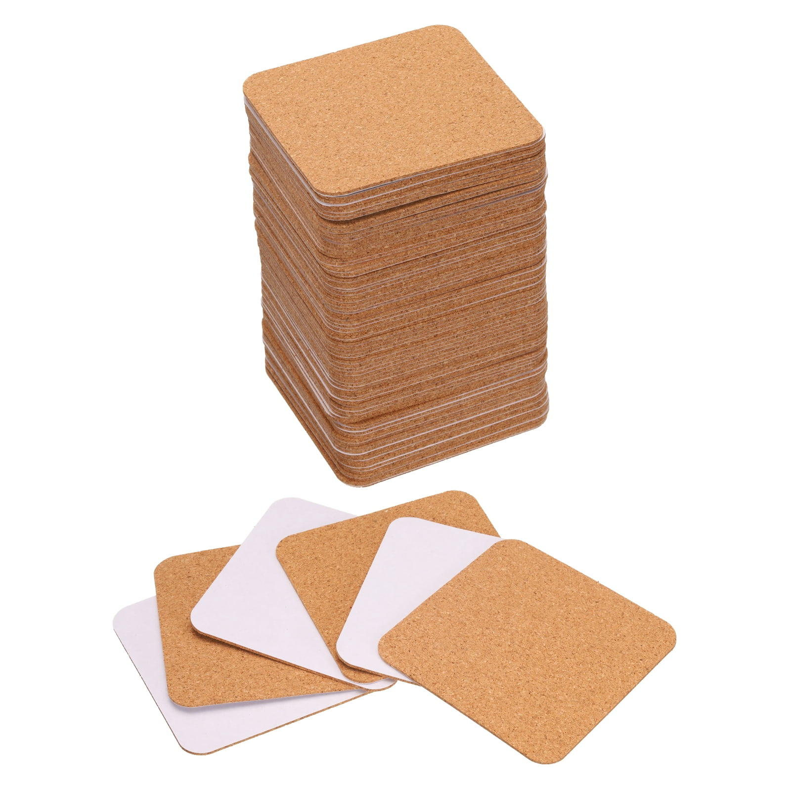 80pcs Self Adhesive Cork Coasters 3.5"x 3.5"x 0.06" Cork Mats Cork ...