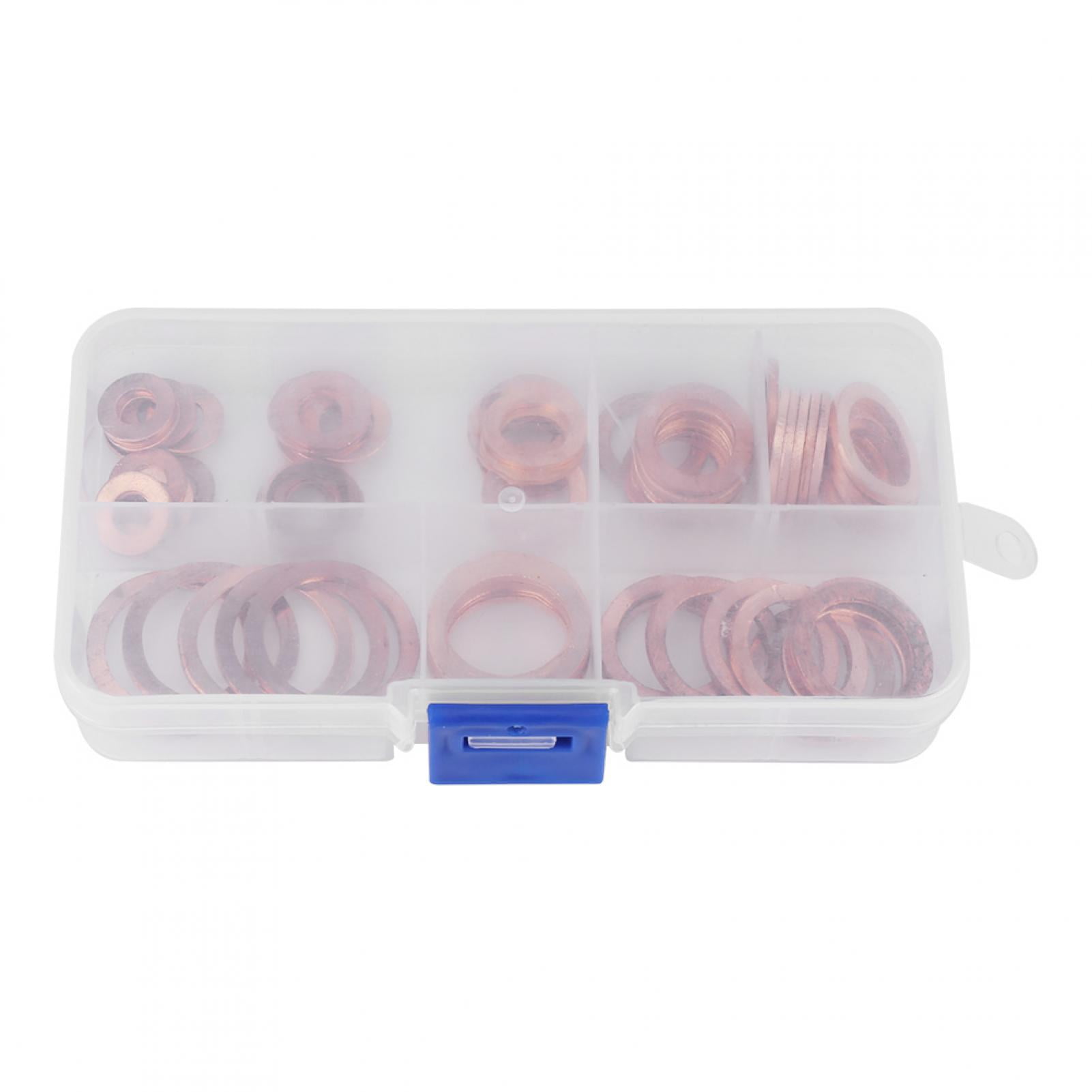 80pcs Solid Copper Sump Plug Assorted Washers Metal Kit Garage Engine ...