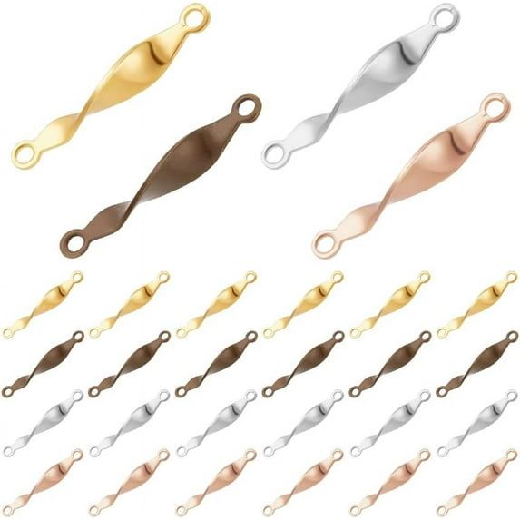 80pcs Twist Charms 4 Colors Brass Bar Connectors Charms Metal Tibetan ...