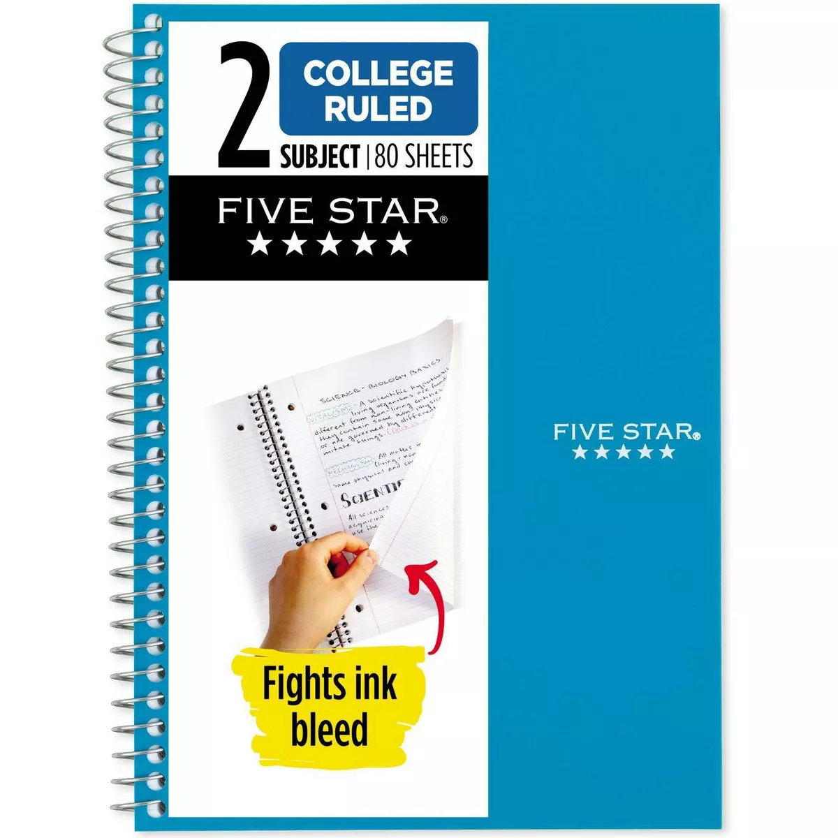 80pg 2 Subject College Ruled Notebook 9.5"x6": Spiral, Wire-Bound, Acid ...