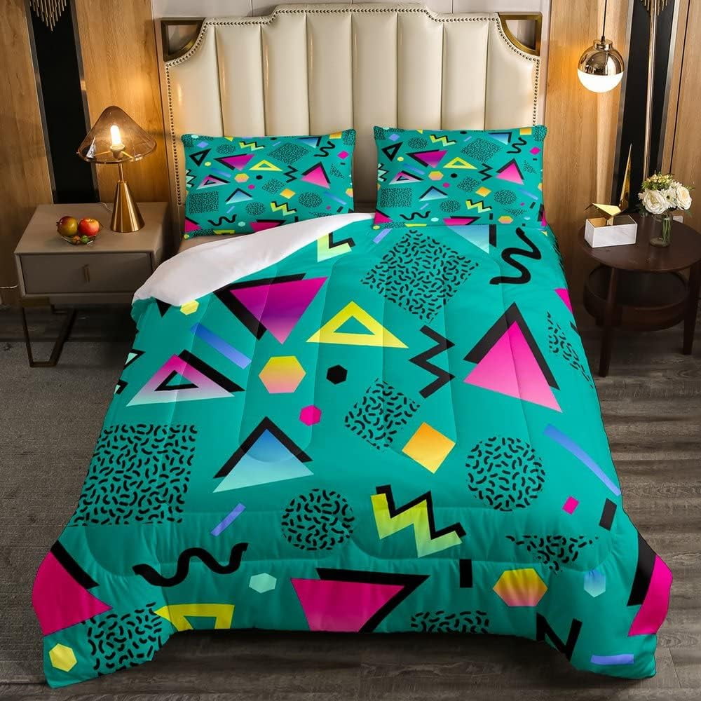 80s 90S Fashion Style Comforter Set Twin Size,Retro Memphis Style ...