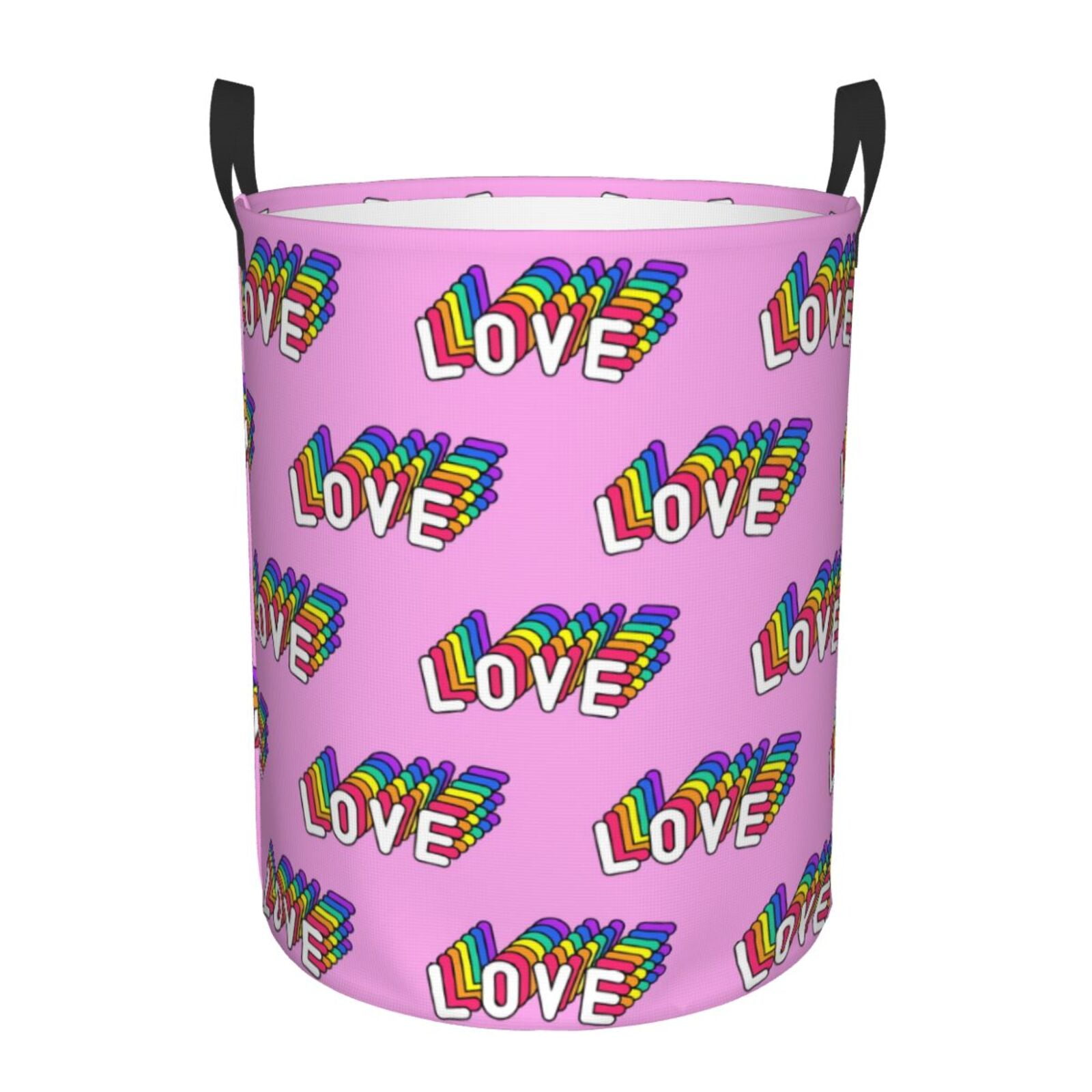 80s 90s Gay Pride Rainbow Round Canvas Linen Laundry Hamper, Waterproof ...