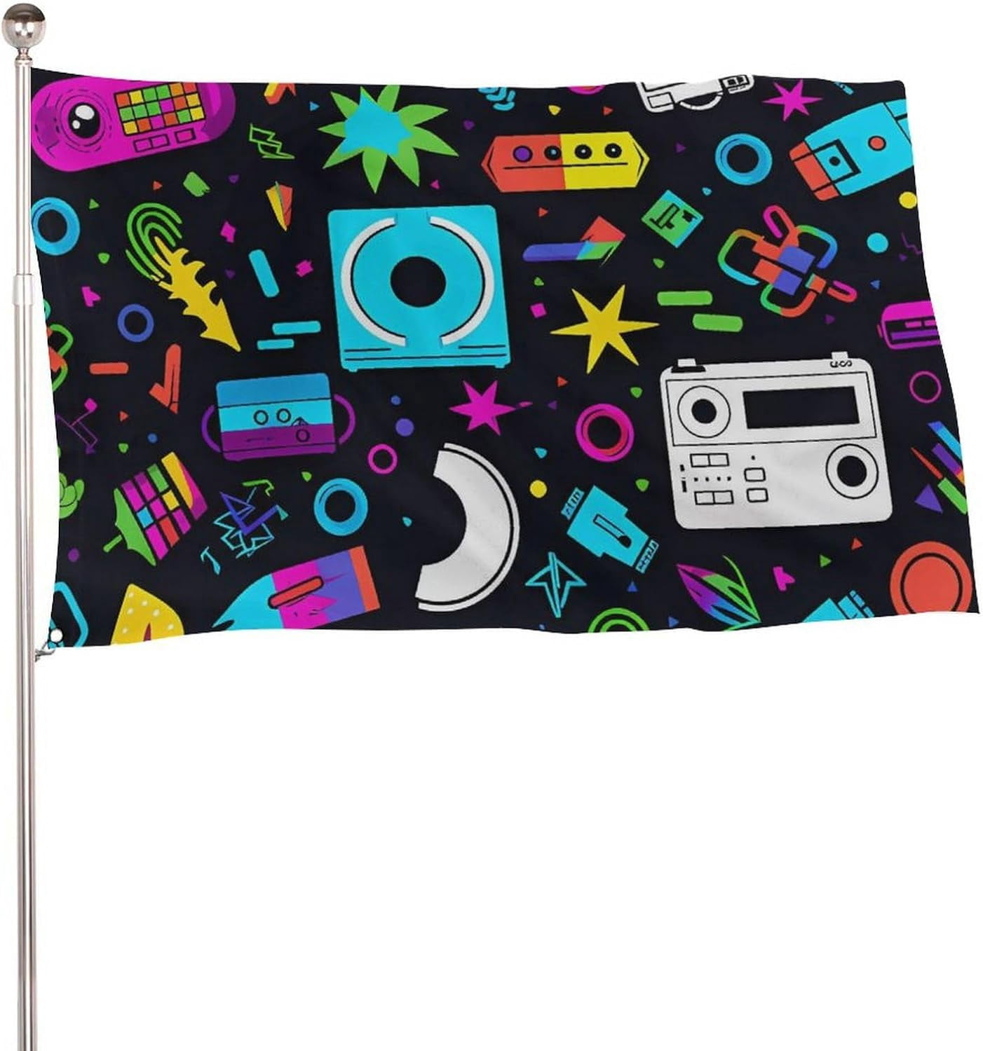 80s 90s Icons Printed Flag with 2 Brass Grommets Banner Funny for ...
