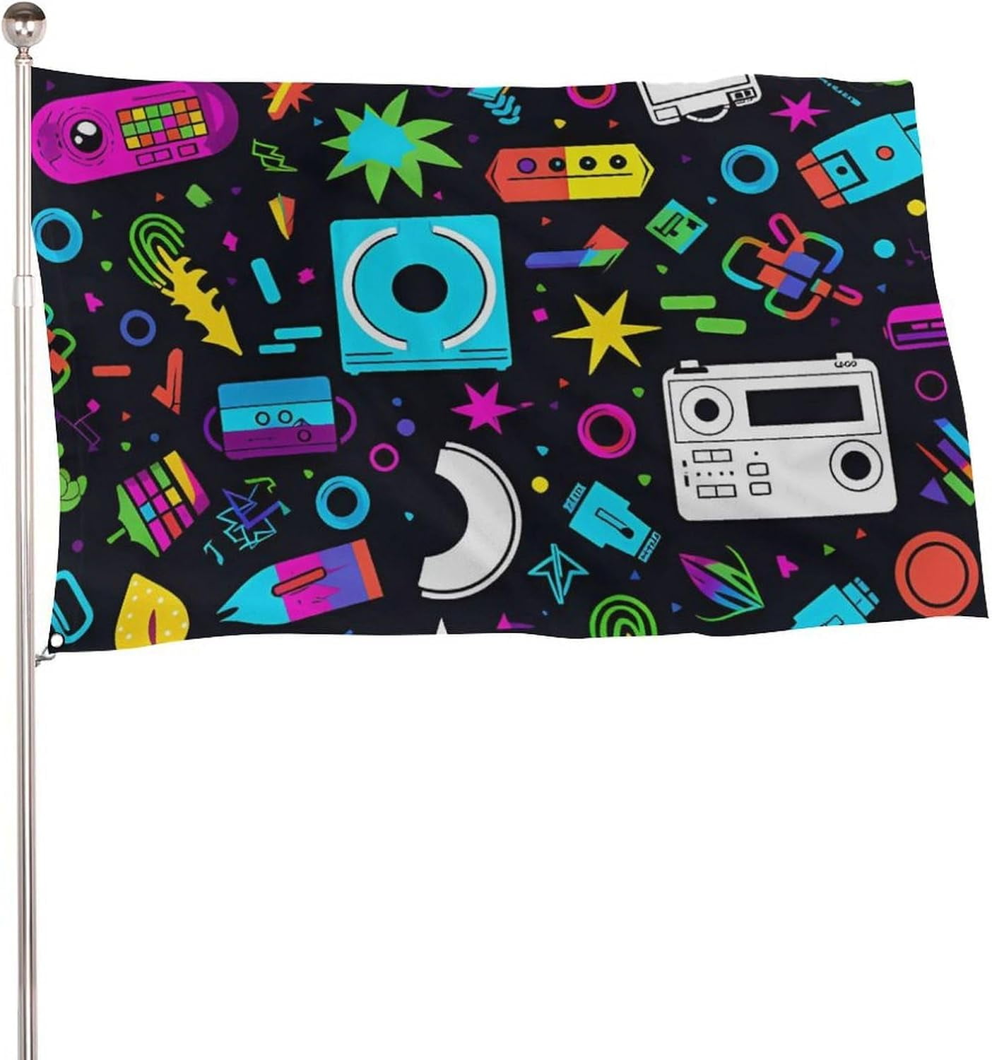 80s 90s Icons Printed Flag with 2 Brass Grommets Banner Funny for ...