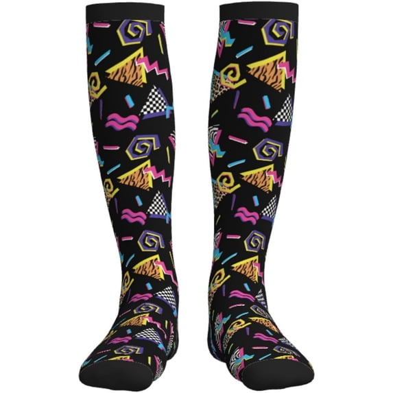 80s 90s Memphis Compression Socks For Women Men Knee High Running Socks ...