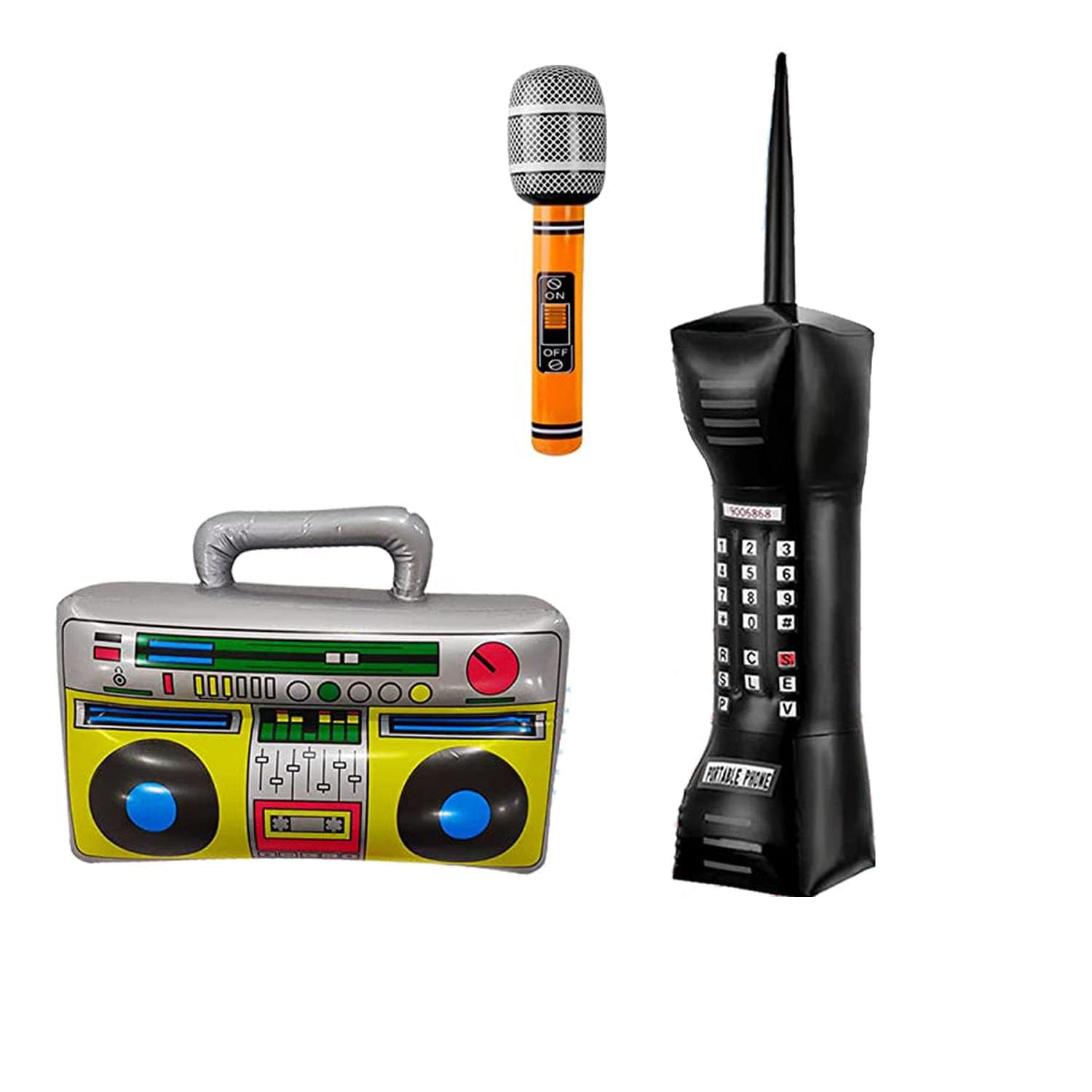 80s 90s Party Decorations 3 Pack Inflatable Radio Boombox Mobile Phone ...