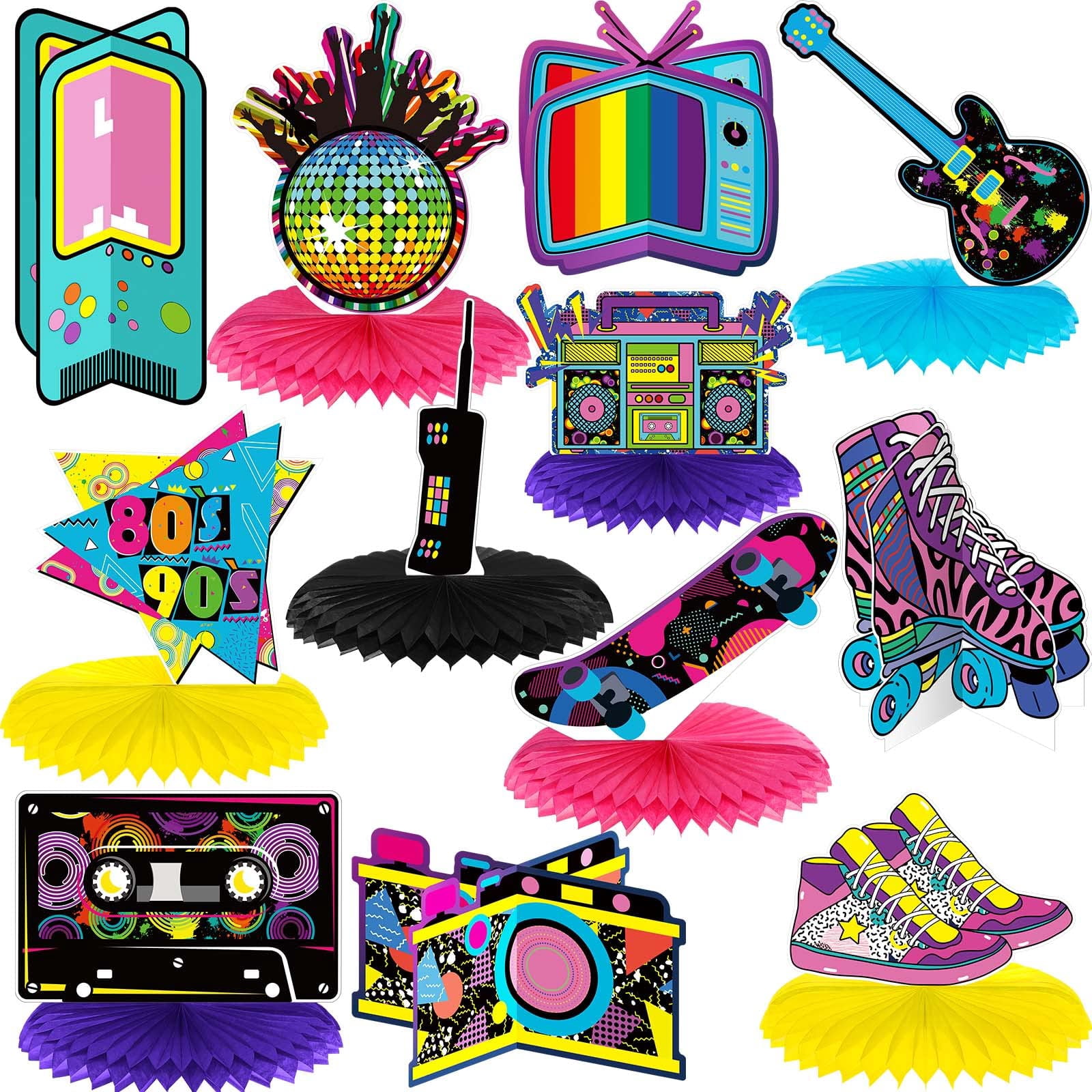 80s 90s Party Decorations MMF7 12 Pieces 80's 90's Honeycomb ...