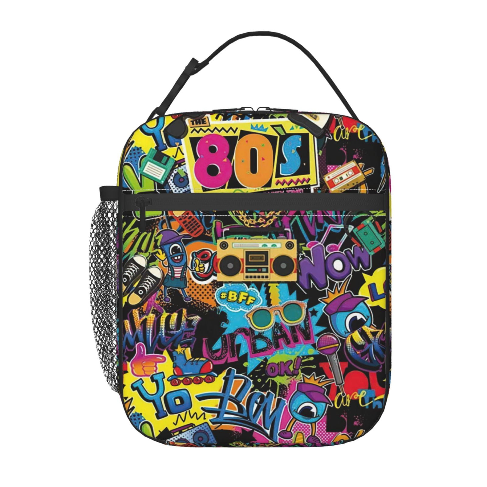 80s 90s Retro Portable Lunch Bag Reusable Insulated Tote Box Leakproof ...