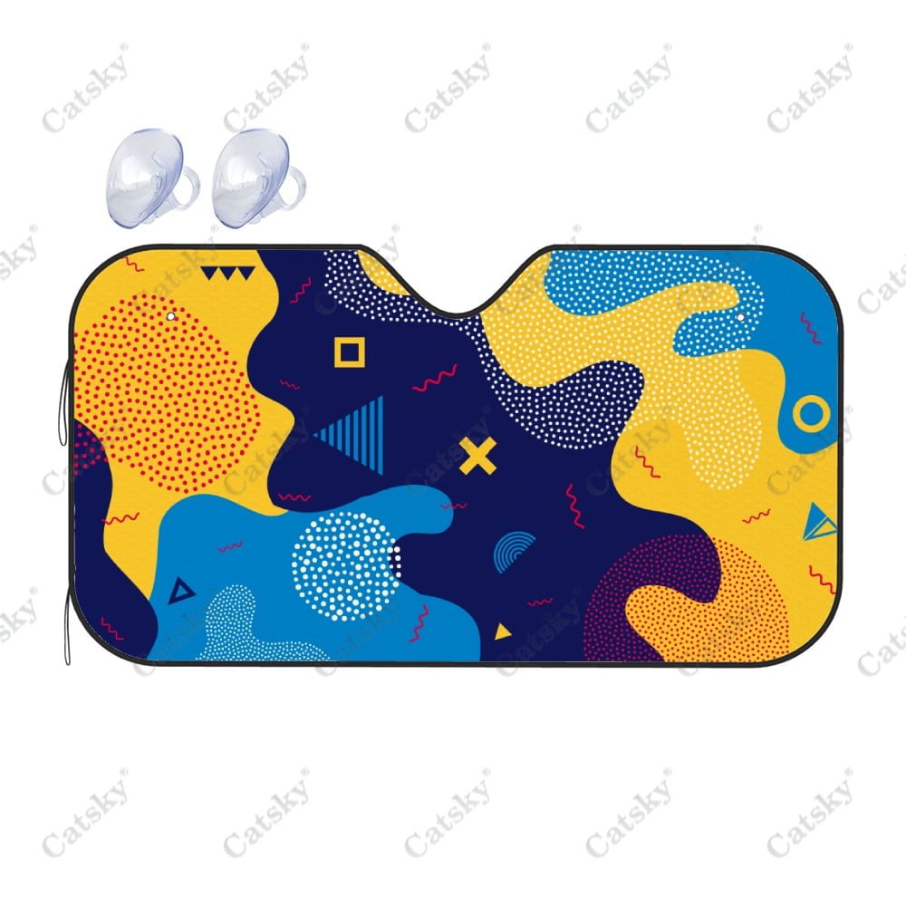 80s-90s Style Color Splash Car Windshield Cover Sun Shade Universal ...