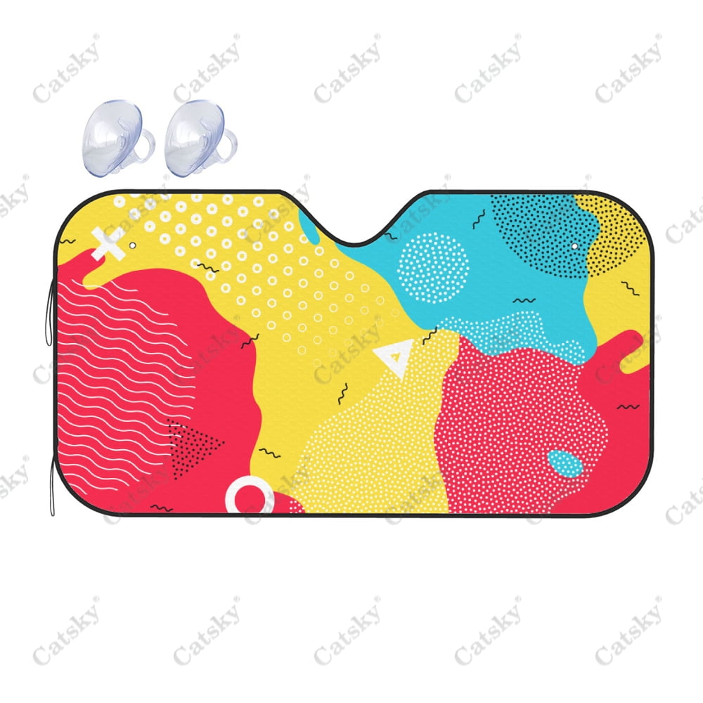 80s-90s Style Color Splash Car Windshield Cover Sun Shade Universal ...