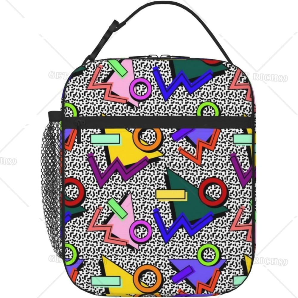 80s 90s Vintage Geometric Style Pattern Lunch Box for Women Men Office ...