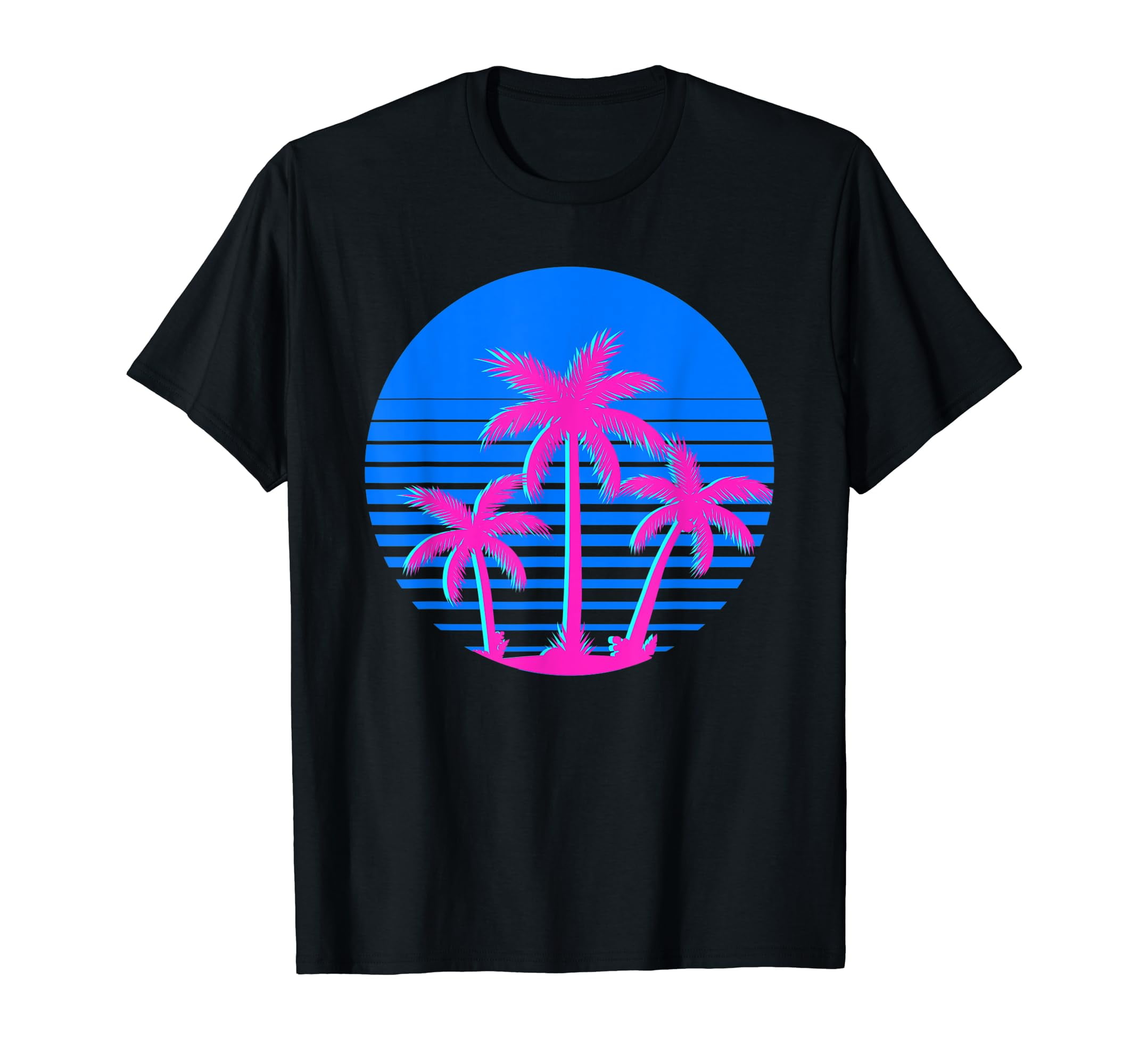 80s Art Tropical Summer Vibes Coconut Palm Trees Vaporwave T-Shirt ...