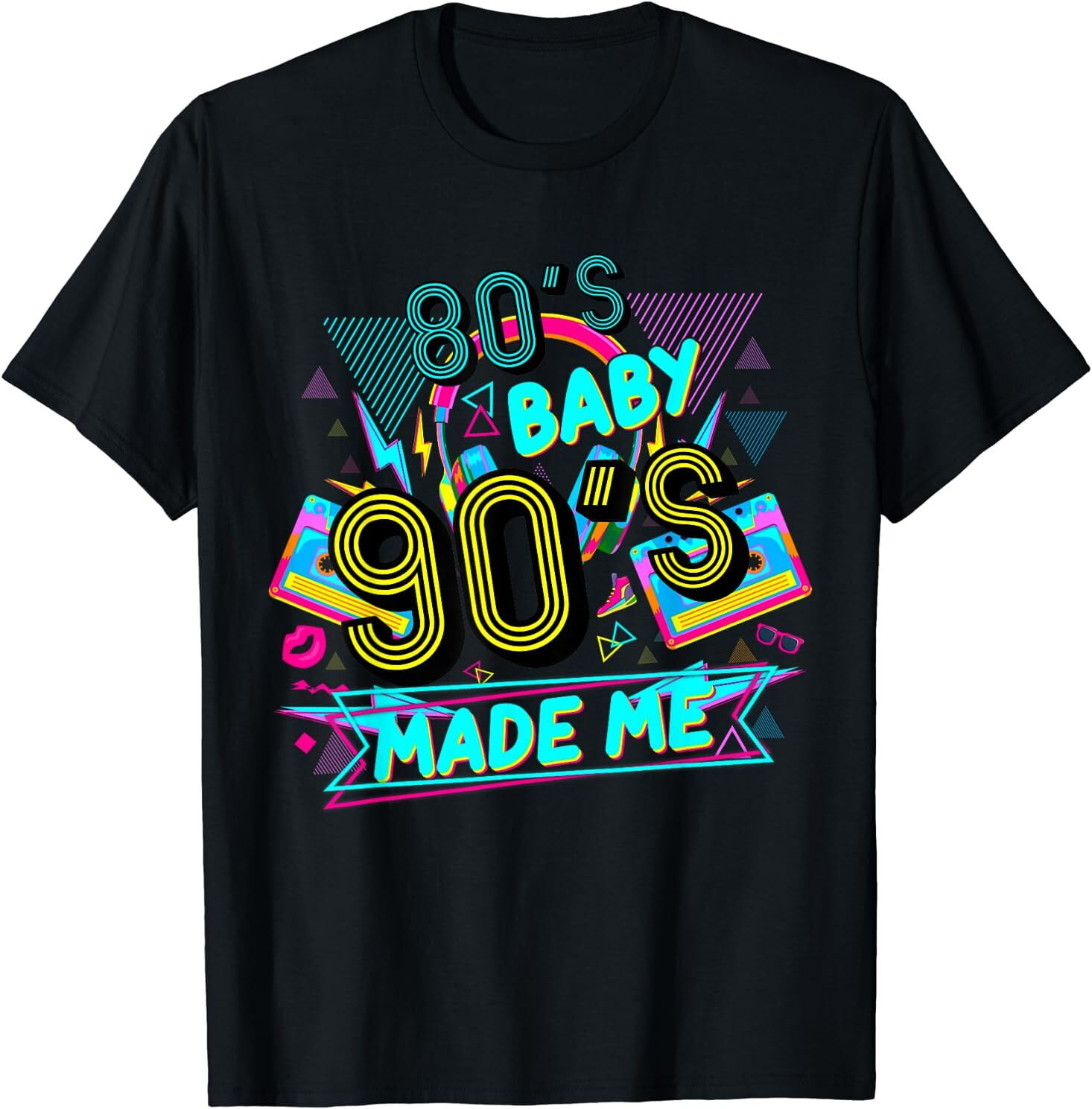 80s Baby 90s Made Me Funny Retro 1980s T-Shirt Size S-5XL - Walmart.com