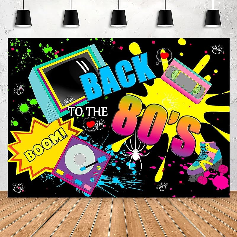 80s Backdrop 7x5ft Polyester Back to The 80's Banner 1980s Party ...