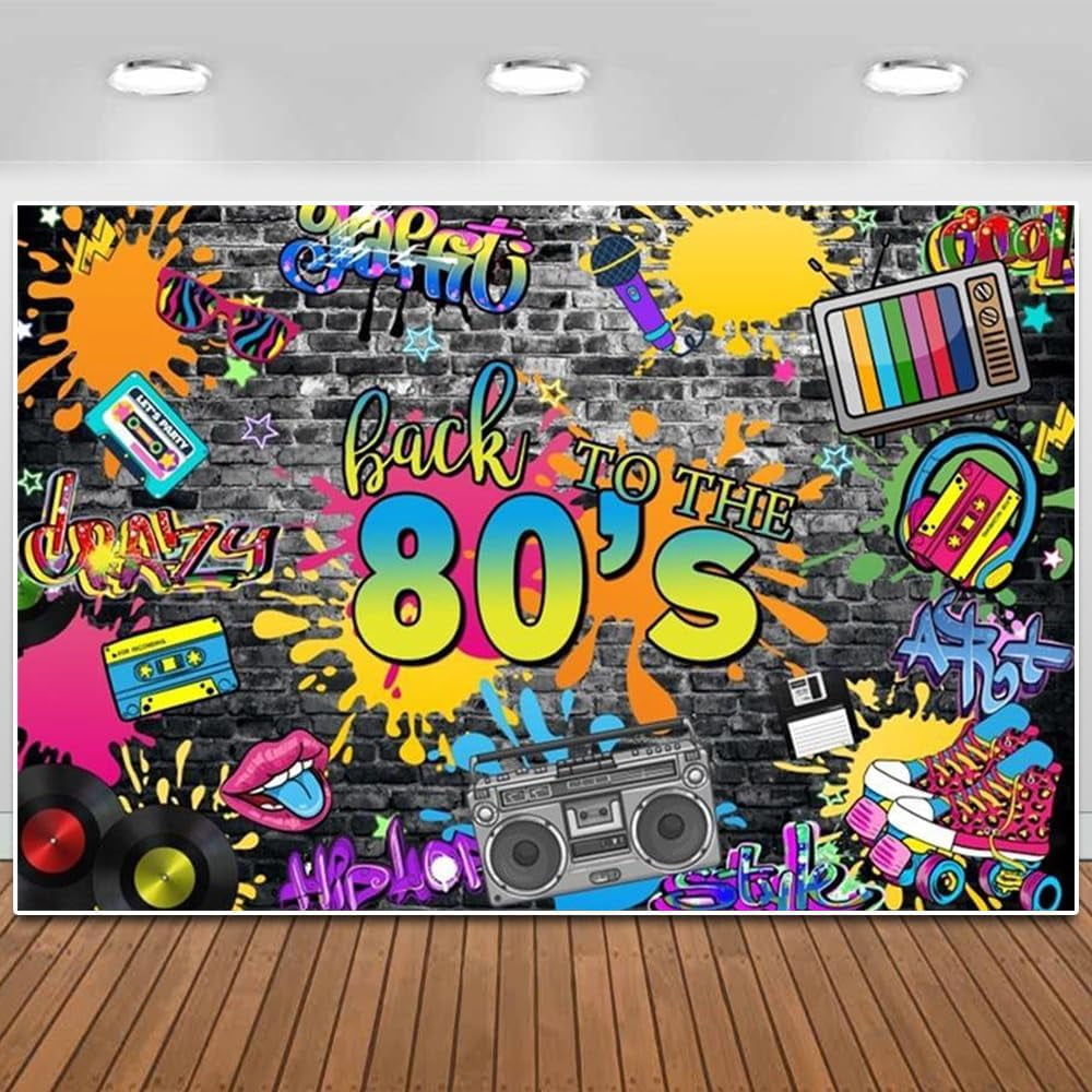 80s Backdrop for Parties Hip Hop Rock Music Birthday Party Photo ...