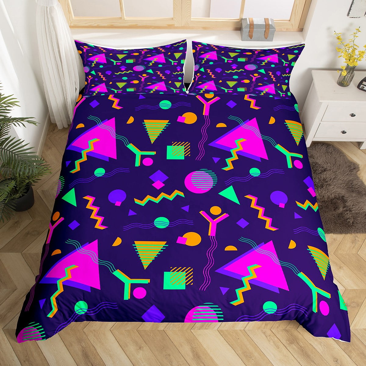 80s Bedding Set Memphis Pattern Old Fashion Comforter Cover,Vintage 90s ...