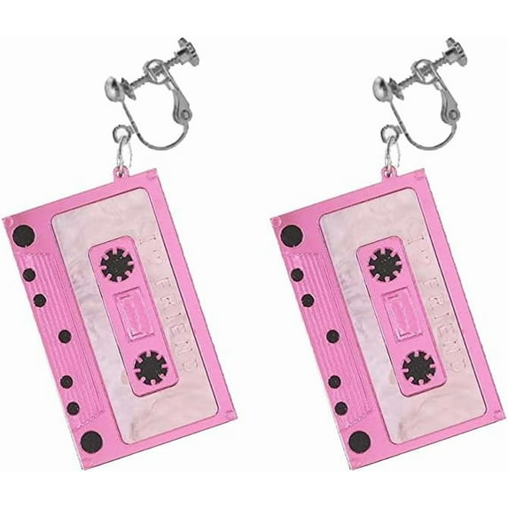 80s Cassette Tape Clip on Earrings Love Heart Clip on Earrings 1980s ...