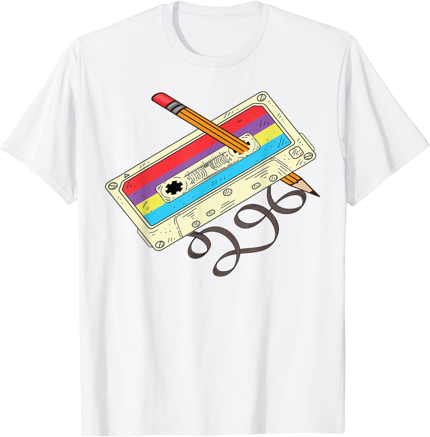 80s Cassette Tape Pencil 1980s Retro Vintage Throwback Music T-Shirt ...