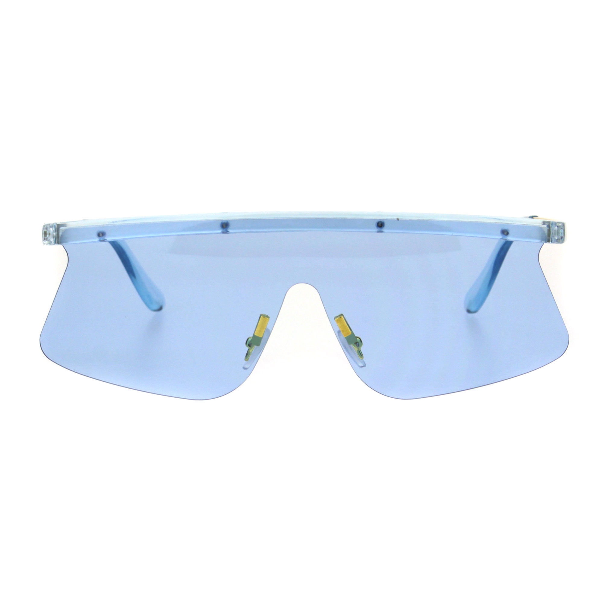 80s Cyber Punk Flat Top Shield Robotic Panel Sunglasses Blue - Walmart.com
