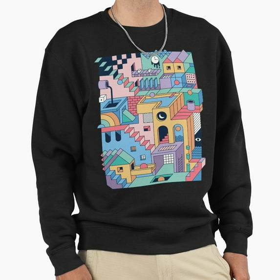 80s Escher Optical Illusion Art Retro Aesthetic Graphic Vintage Tee Unisex Sweatshirt G409, Up ...