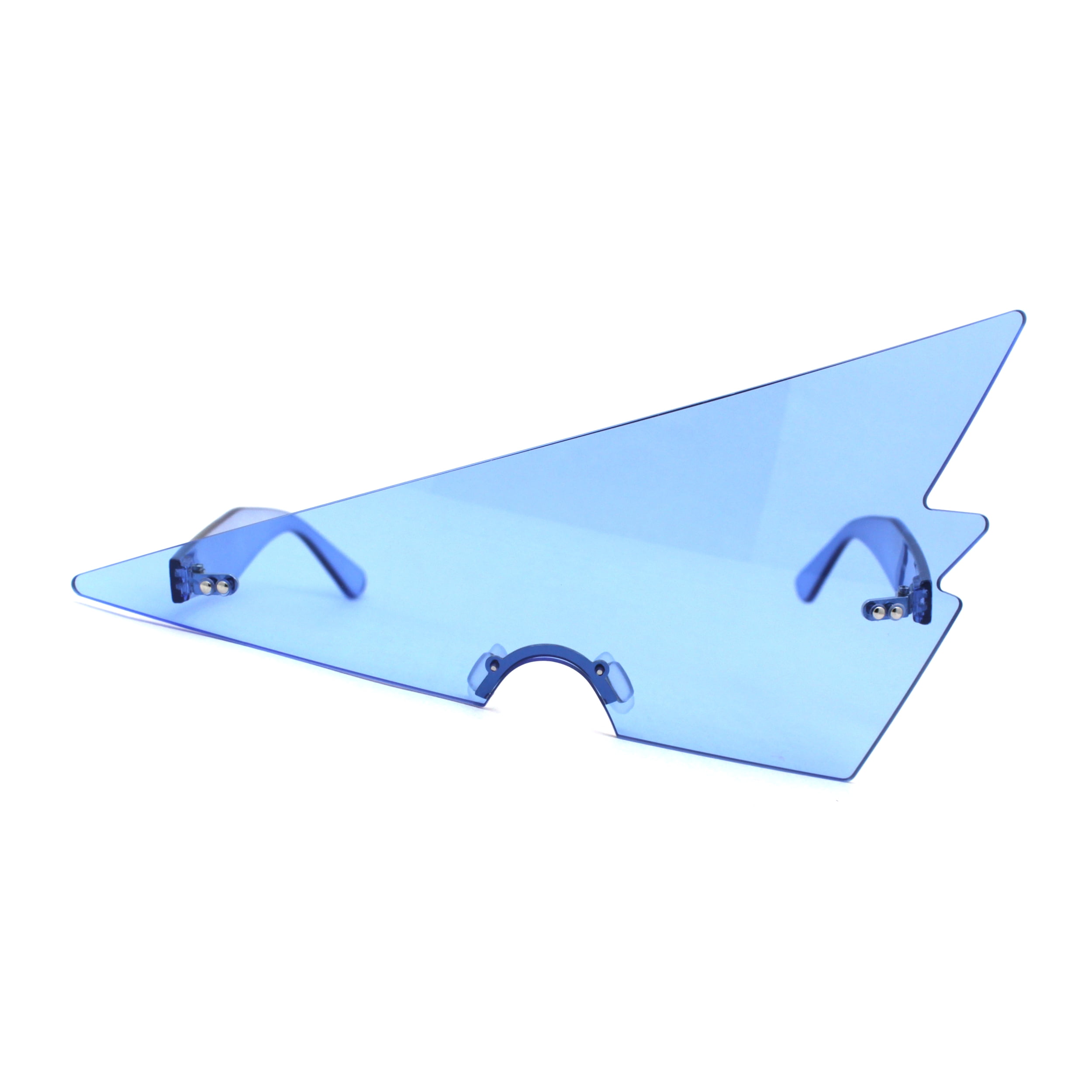 80s Funk Lighting Bolt Electric Triangle Shield Sunglasses Blue ...