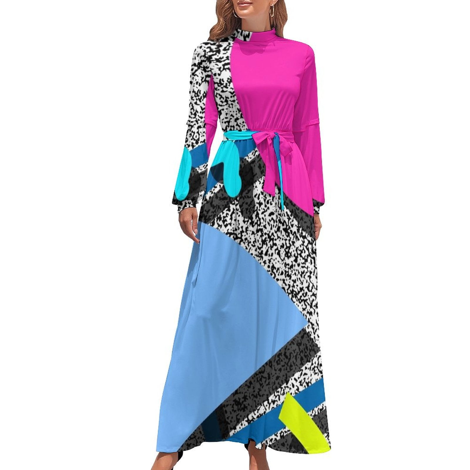80s Geometric Design Pattern 2 Long Dress Womens dresses summer dress ...