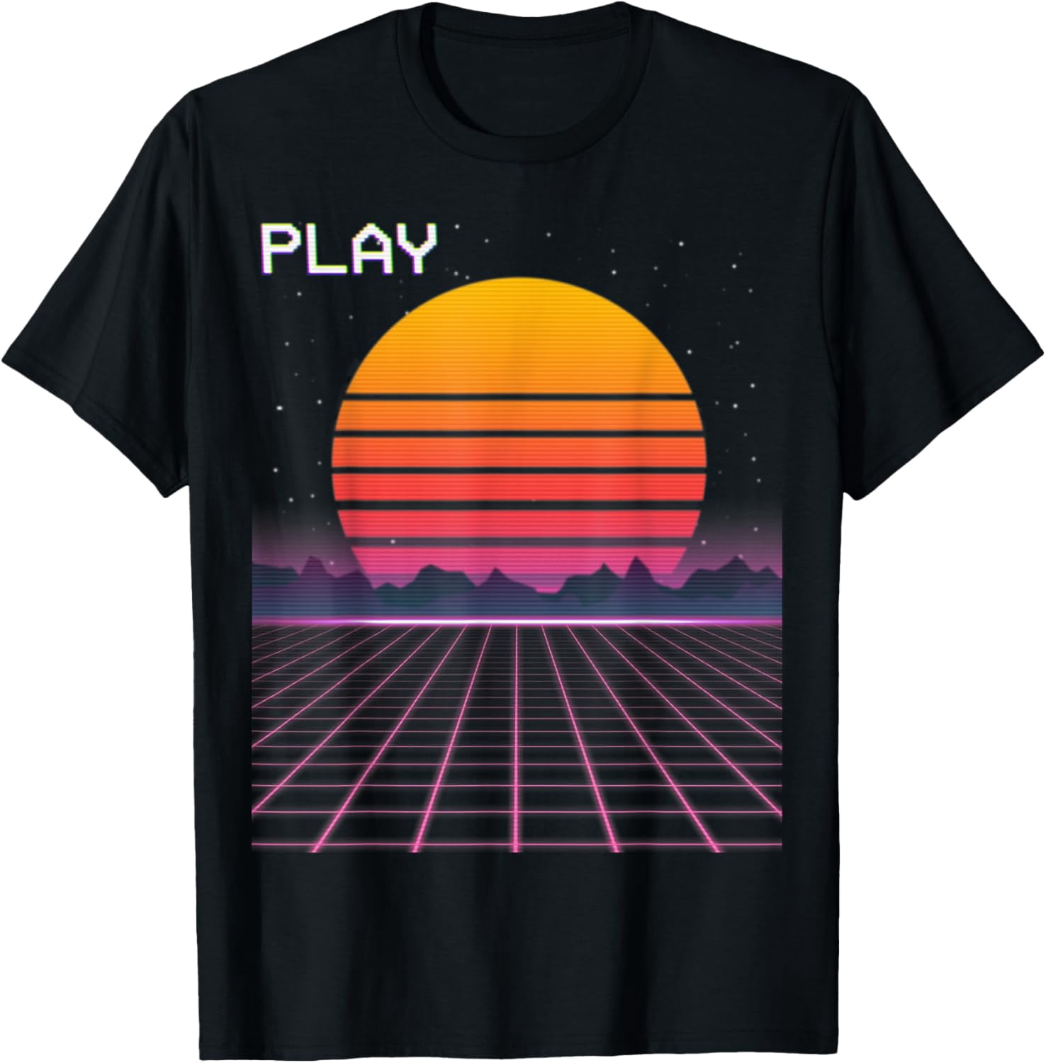 80s Grid Sunset Vaporwave Synthwave Outrun T-Shirt T-Shirt - Walmart.com