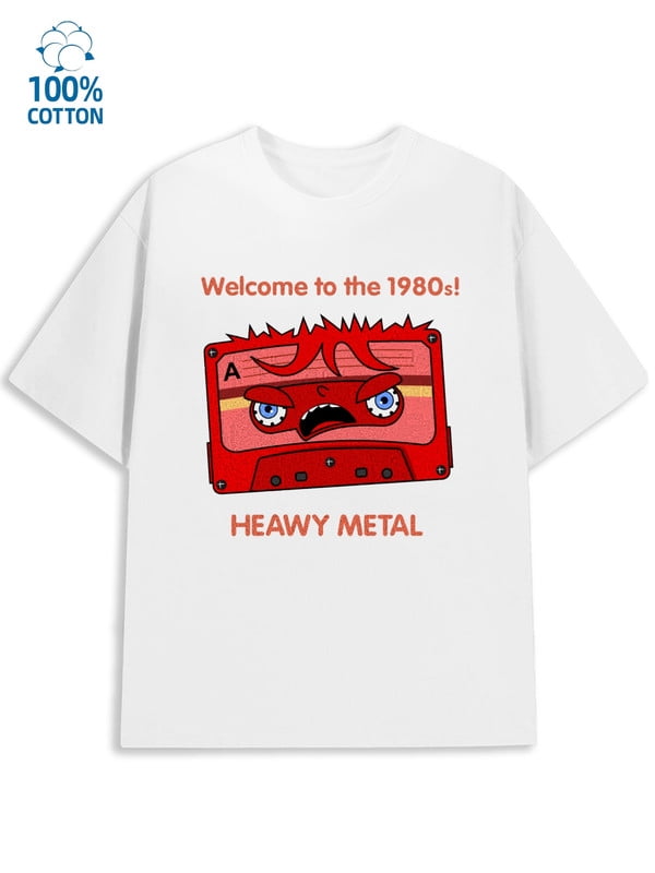80s Heavy Metal mens y2k 180G 100% Cotton white aesthetic graphic ...