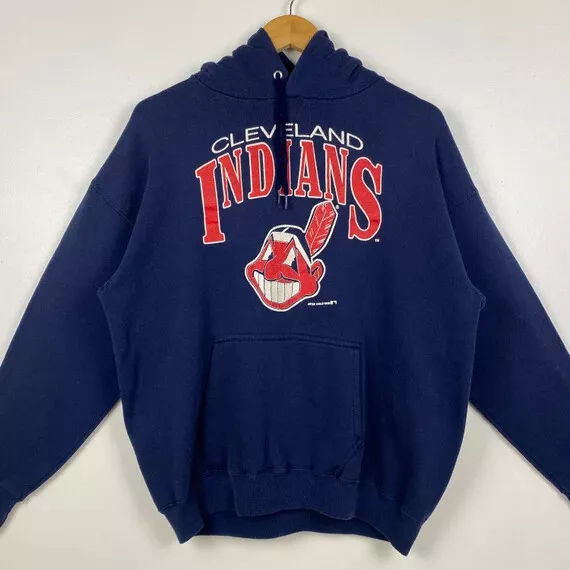 80s MLB Cleveland Guardians Hoodie Print Logo Blue Color AN37625 ...