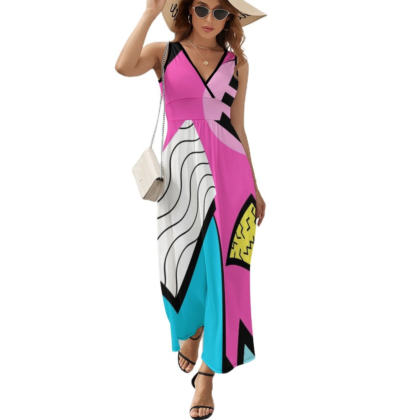 80s Memphis Design Pattern Sleeveless Dress summer dresses ladies 2024 ...