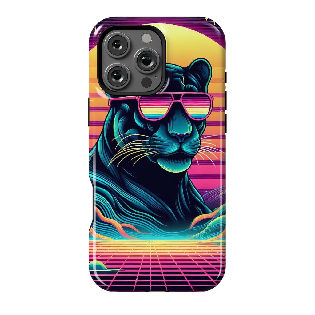 80s Neon Black Panther Tough Case Retro Wildcat for Your iPhone 11-17 ...