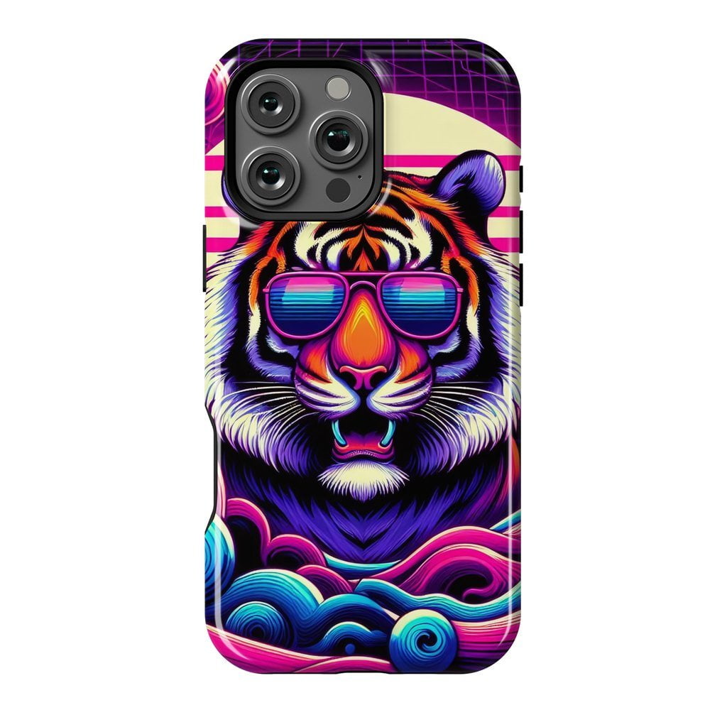 80s Neon Lion Tough Cases Retro Wildcat for Your iPhone 11-17 Series ...
